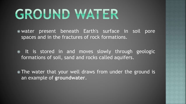 Ground water| Facts of Ground water | PPTX | Geography | Science