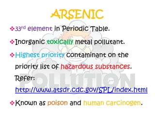 Groundwater Pollution of Arsenic | PPT