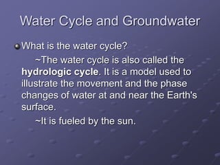 Groundwater and infiltration | PPT | Chemistry | Science