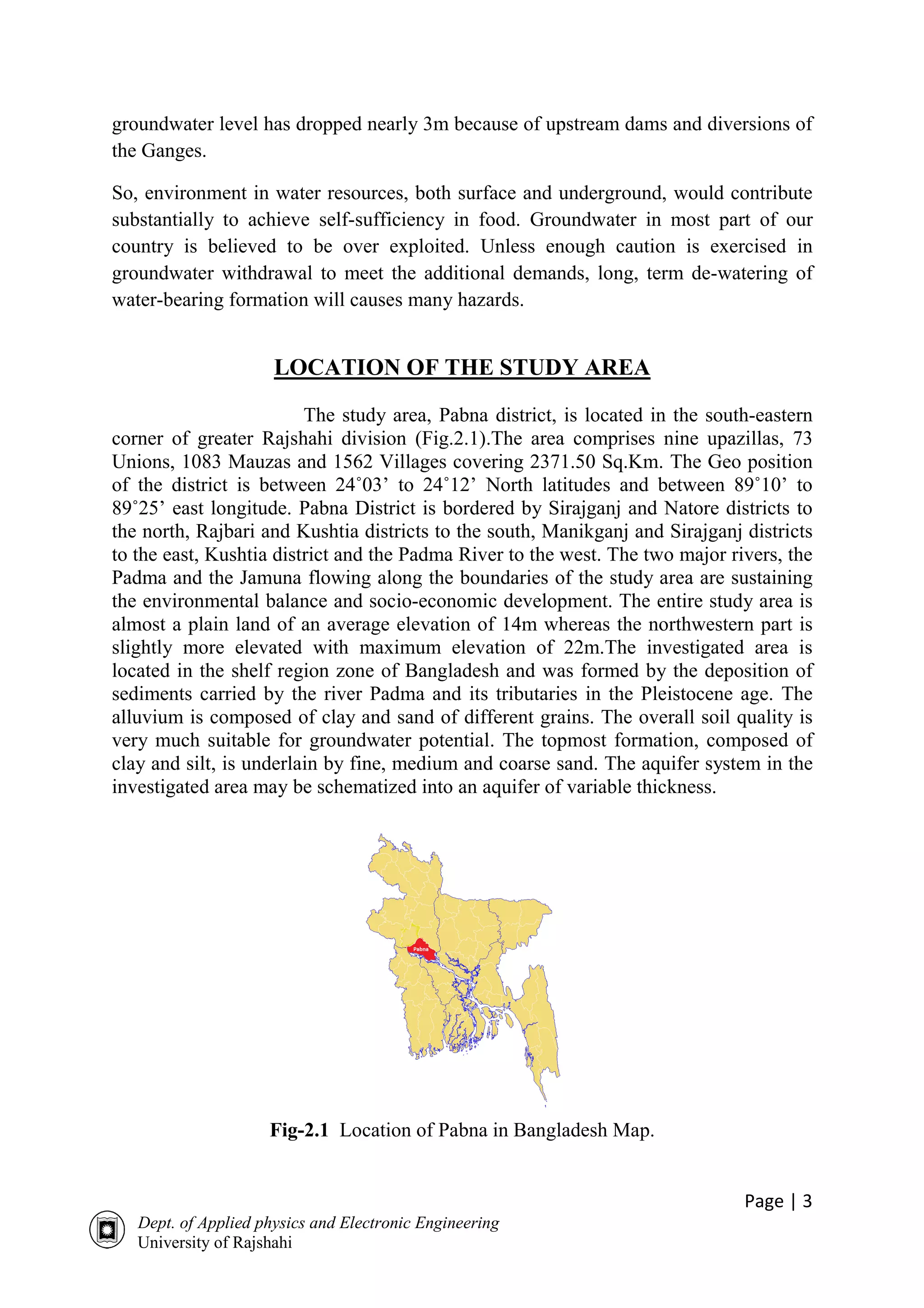 Groundwater balance in pabna, bangladesh | PDF