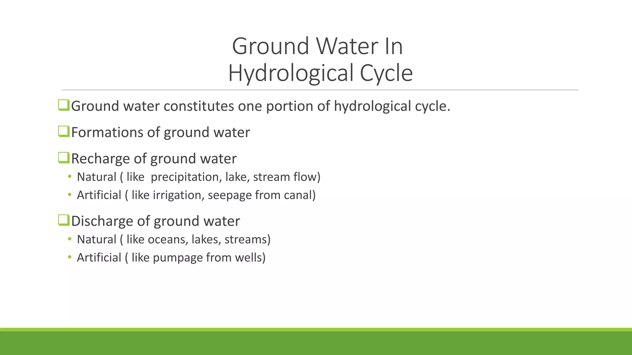 HYDROLOGICAL PROPERTIES OF WATER BEARING STRATA | PPTX