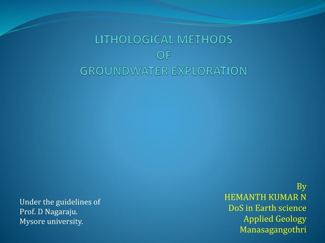 Ground water exploration | PPTX