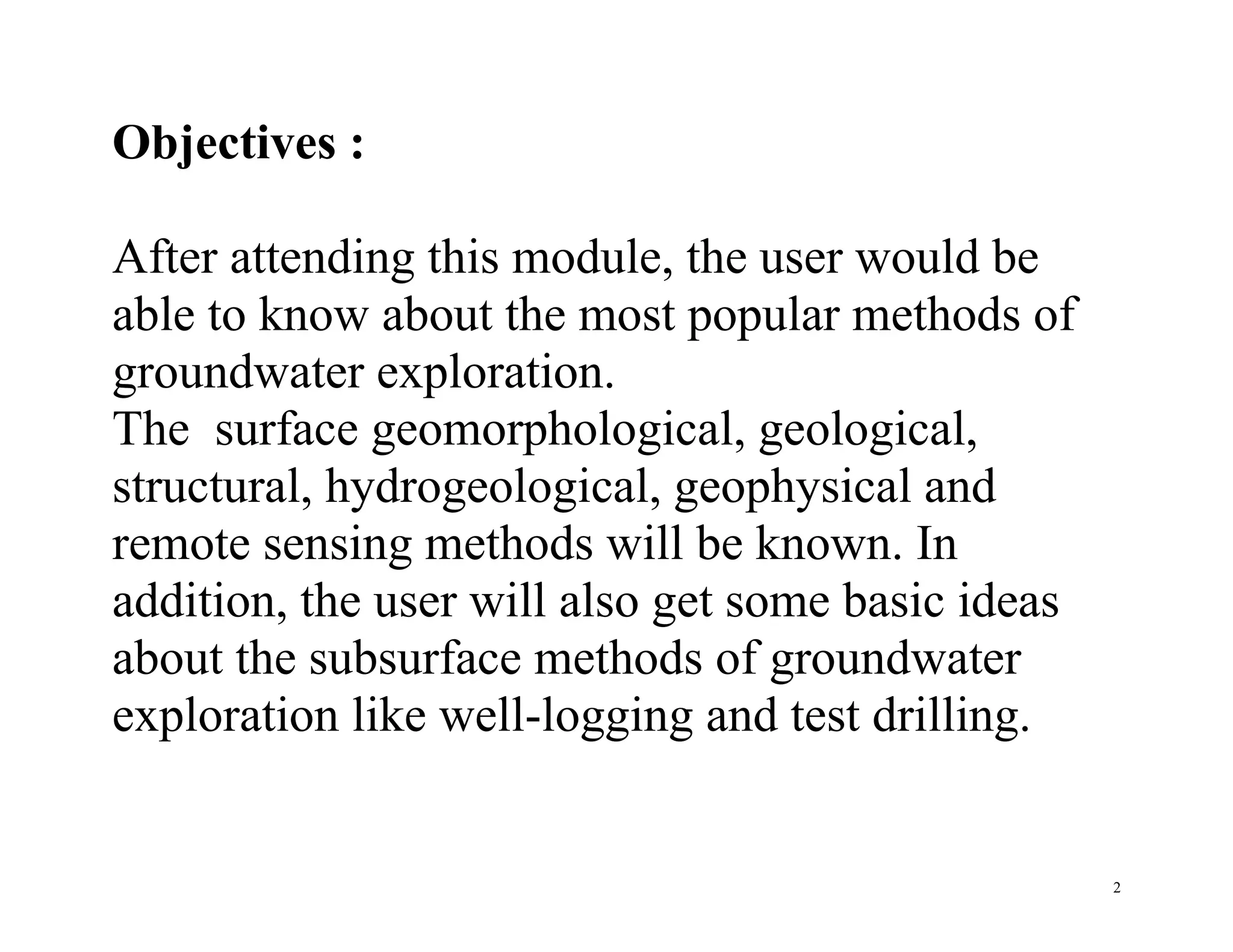 Groundwater exploration methods | PDF