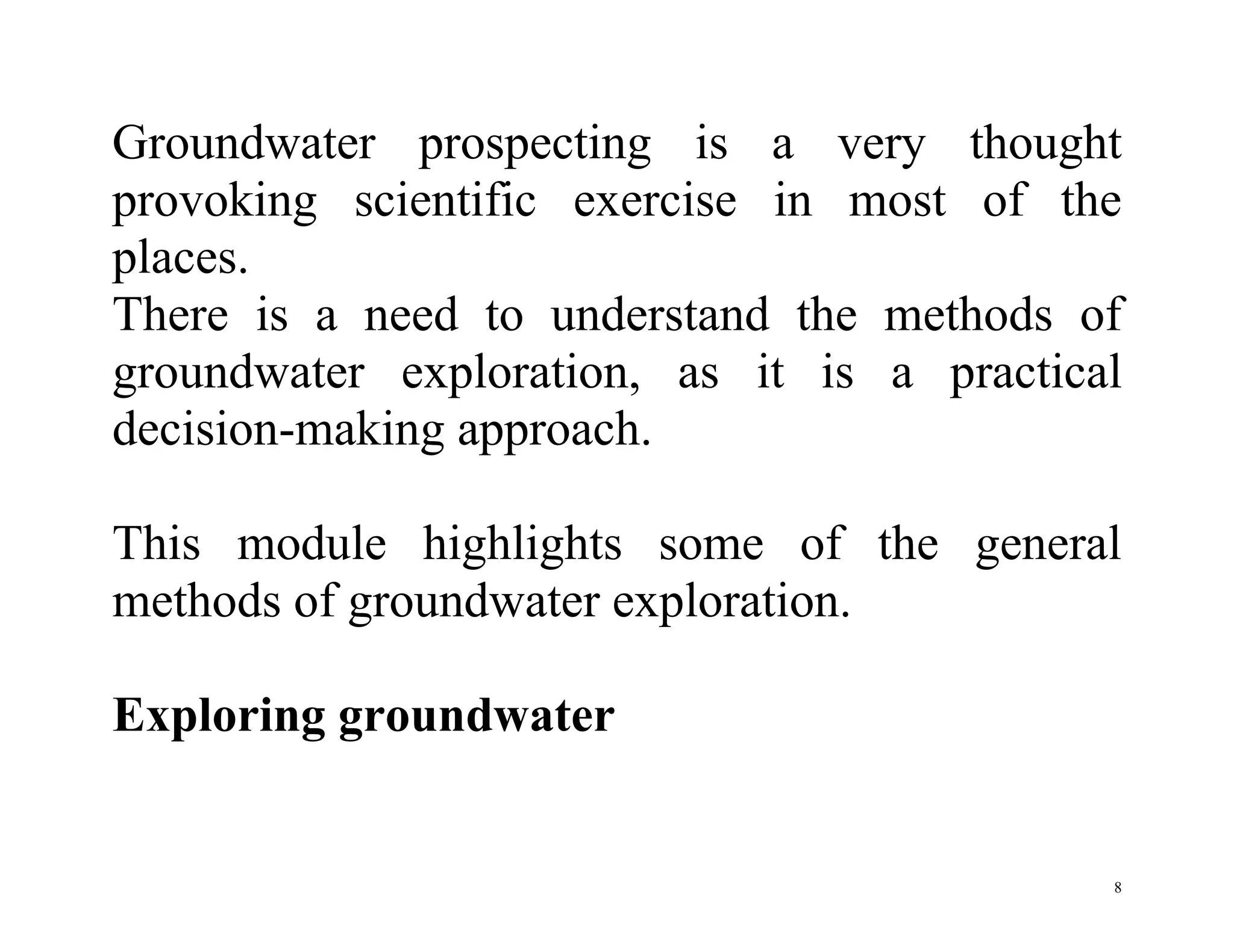 Groundwater exploration methods | PDF