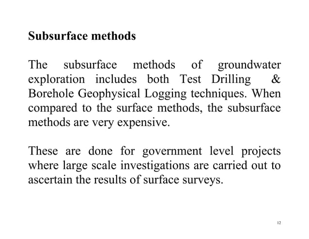 Groundwater exploration methods | PDF