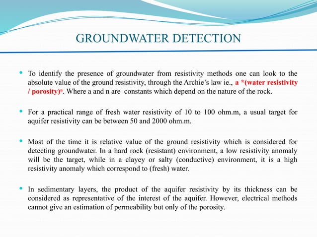 GEOPHYSICAL METHODS OF GROUNDWATER EXPLORATION | PPTX