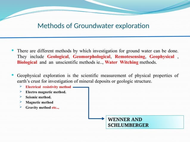 GEOPHYSICAL METHODS OF GROUNDWATER EXPLORATION | PPTX