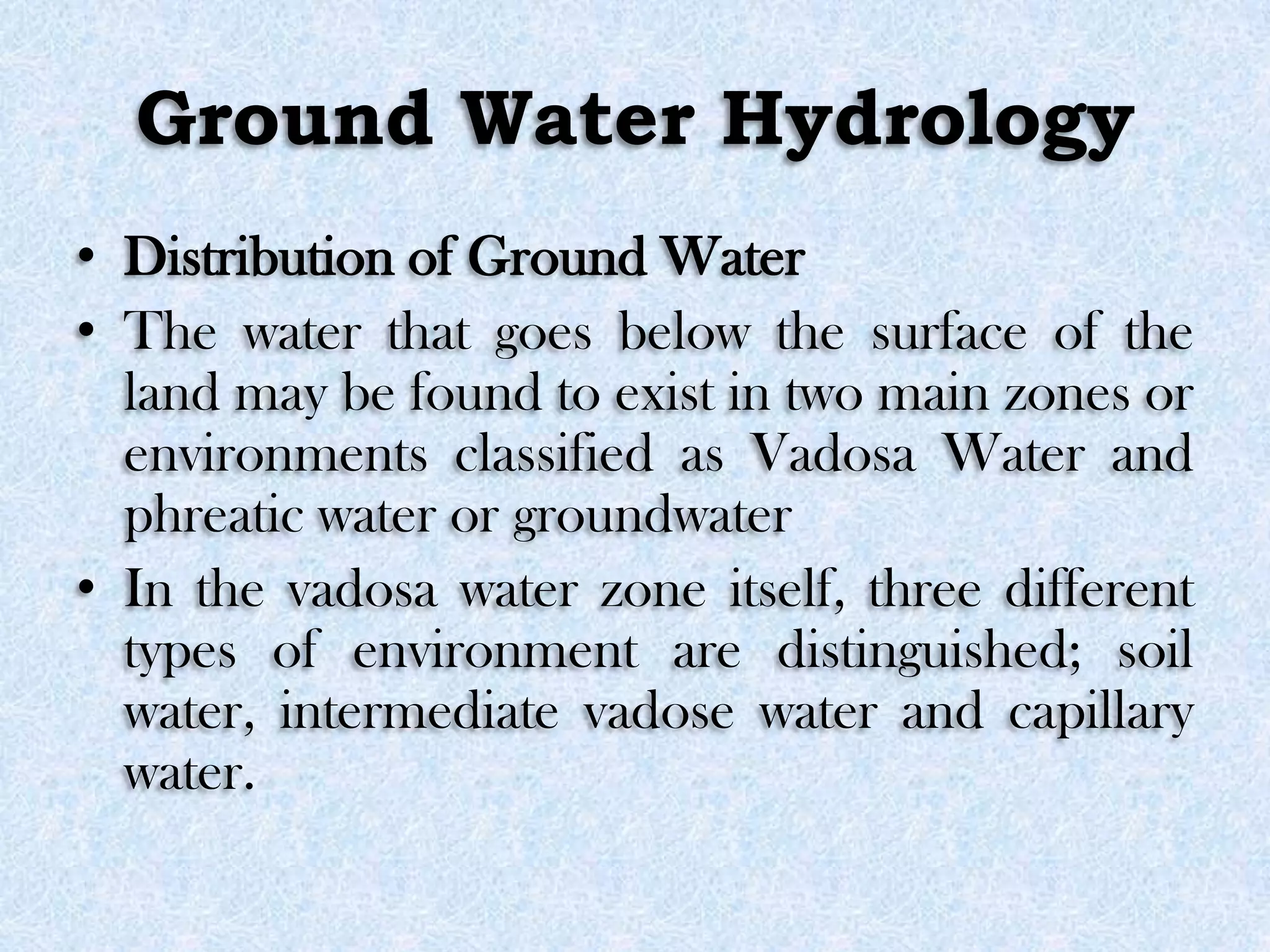 Ground Water Hydrology | PPTX