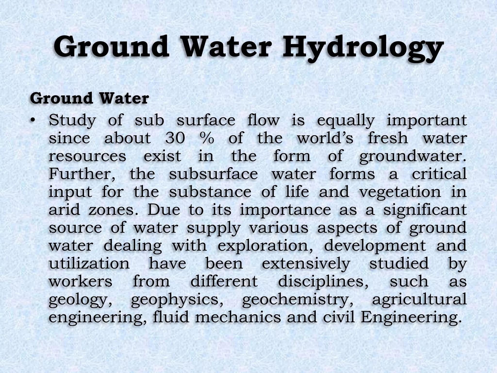 Ground Water Hydrology | PPTX