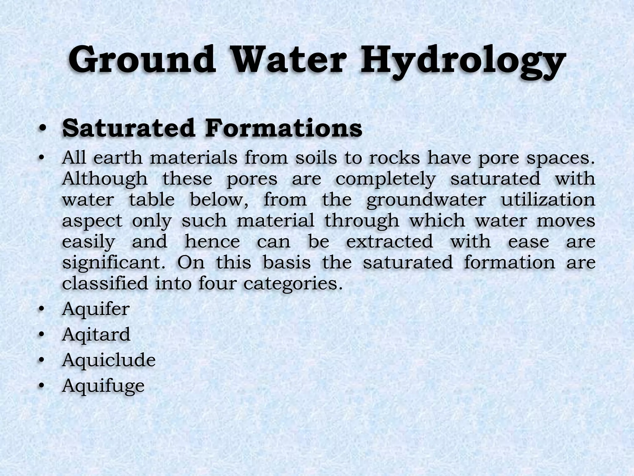 Ground Water Hydrology | PPTX