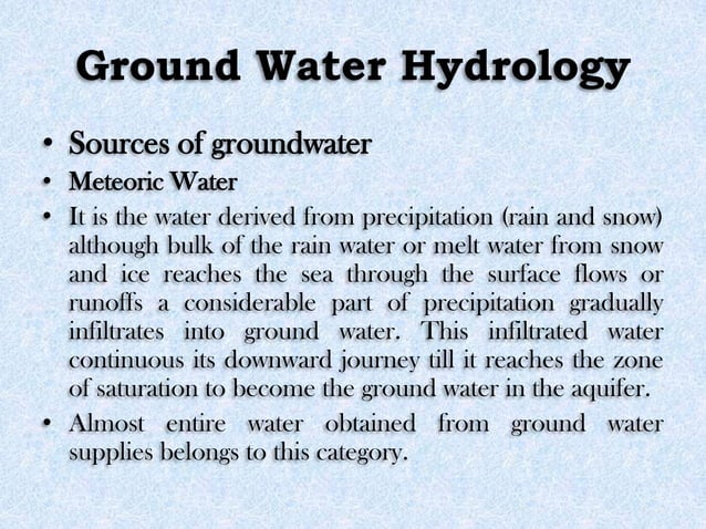 Ground Water Hydrology | PPTX | Chemistry | Science