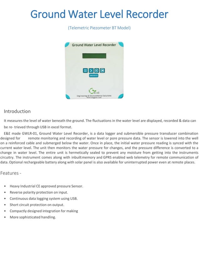 Ground water level recorder | PDF
