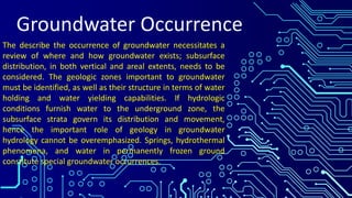 Groundwater occurrence, Rock properties affecting groundwater, Soil ...