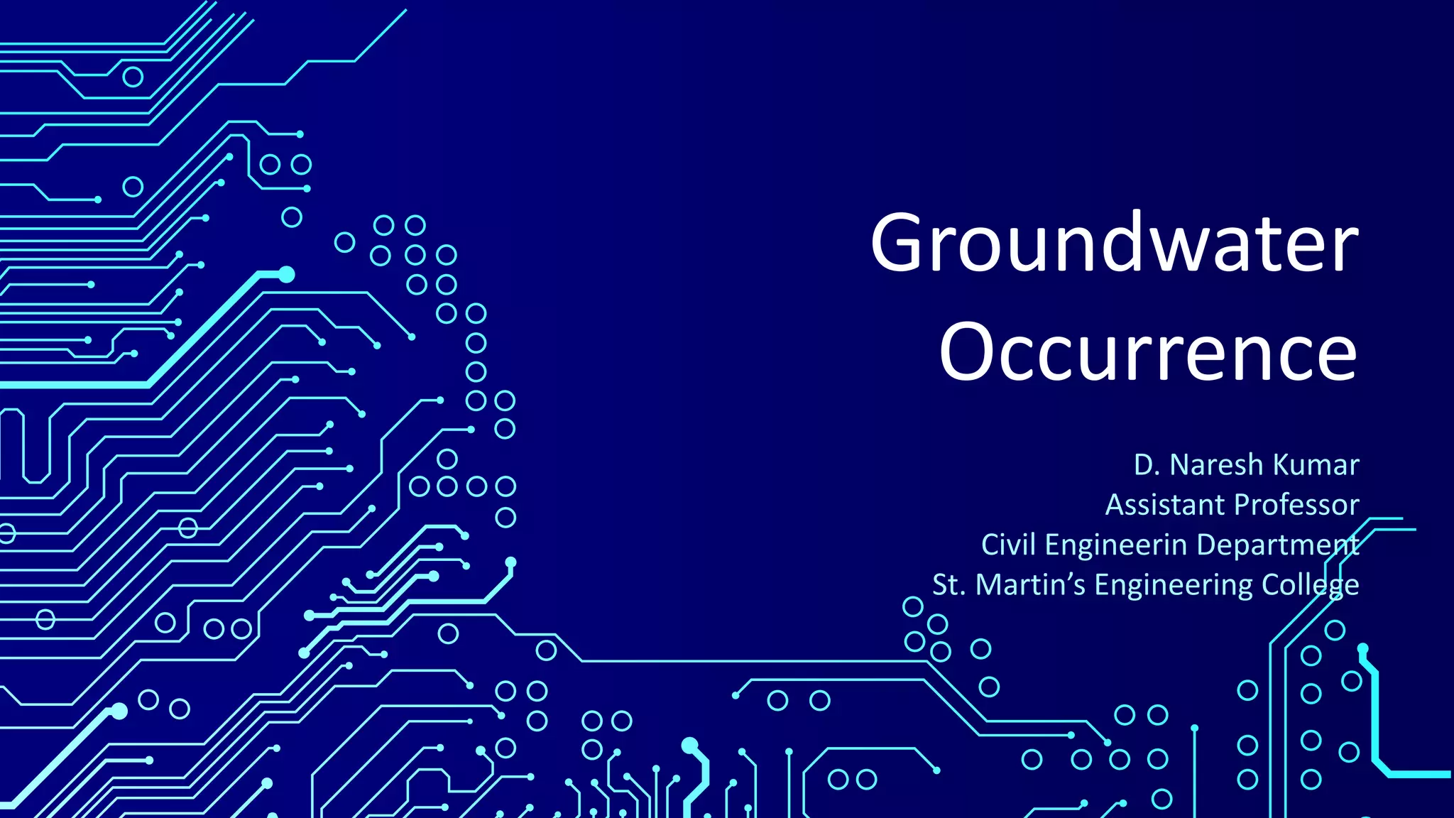 Groundwater occurrence Vertical distribution of groundwater | PPTX