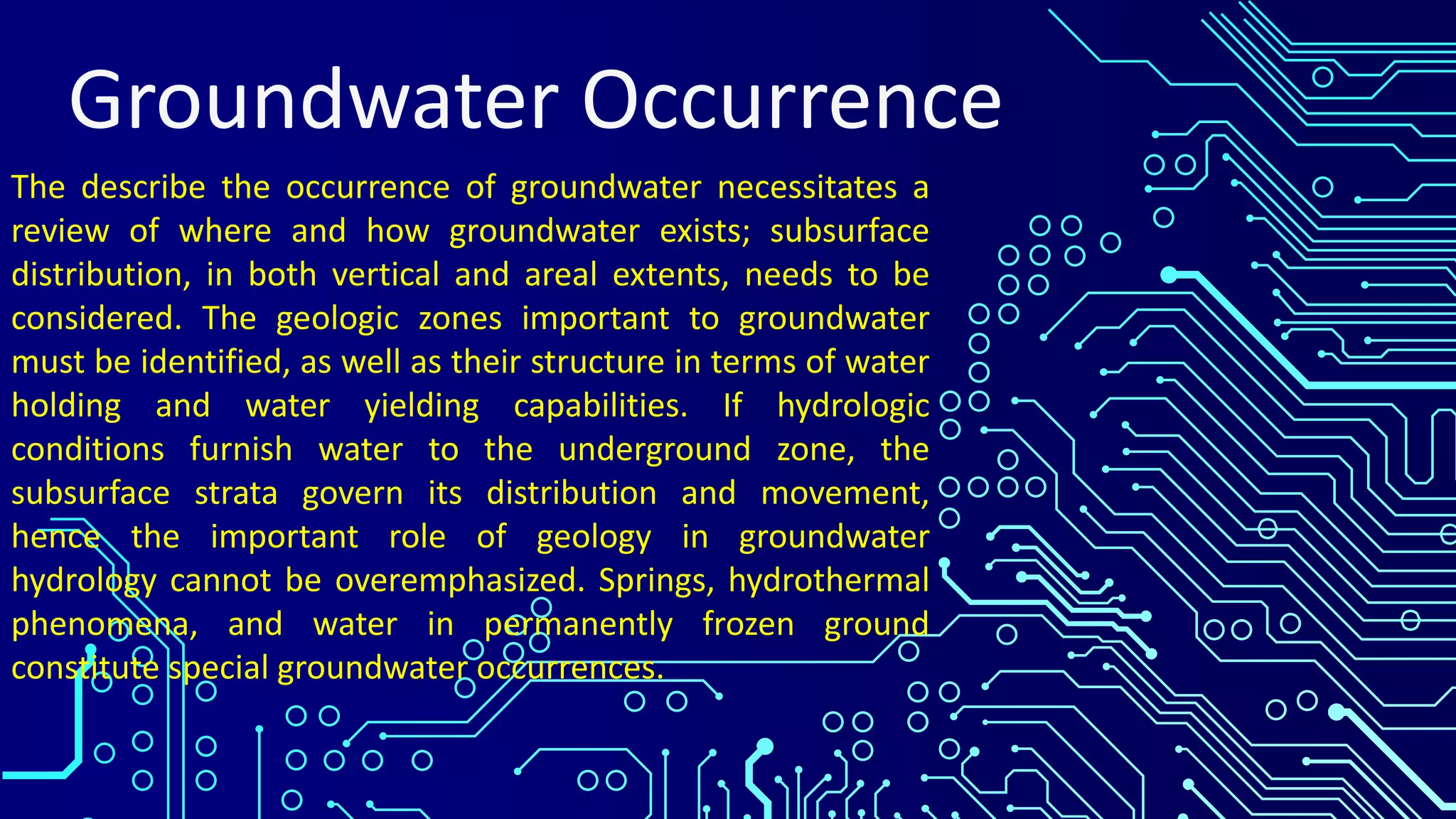 Groundwater occurrence Vertical distribution of groundwater | PPTX