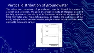Groundwater occurrence Vertical distribution of groundwater | PPTX