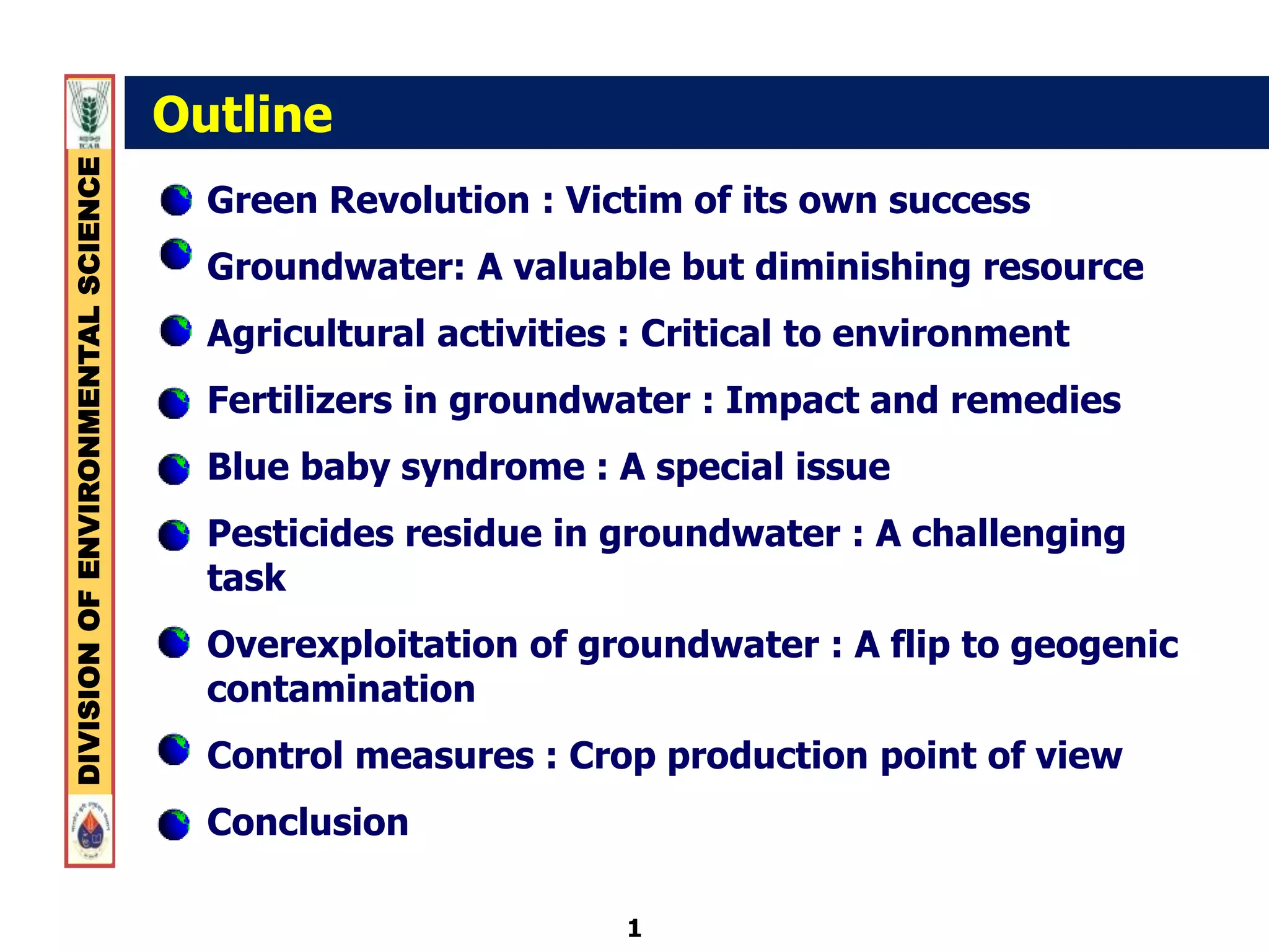 CROP PRODUCTION LED GROUND WATER POLLUTION | PPT