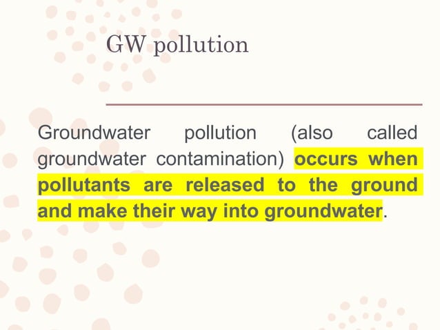 Groundwater Quality.ppt ground water quality and tts effects on environment | PPT | Indoor ...