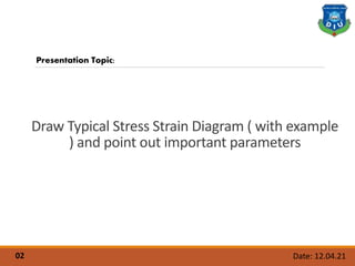 Draw Typical Stress Strain Diagram ( with example ) and point out ...