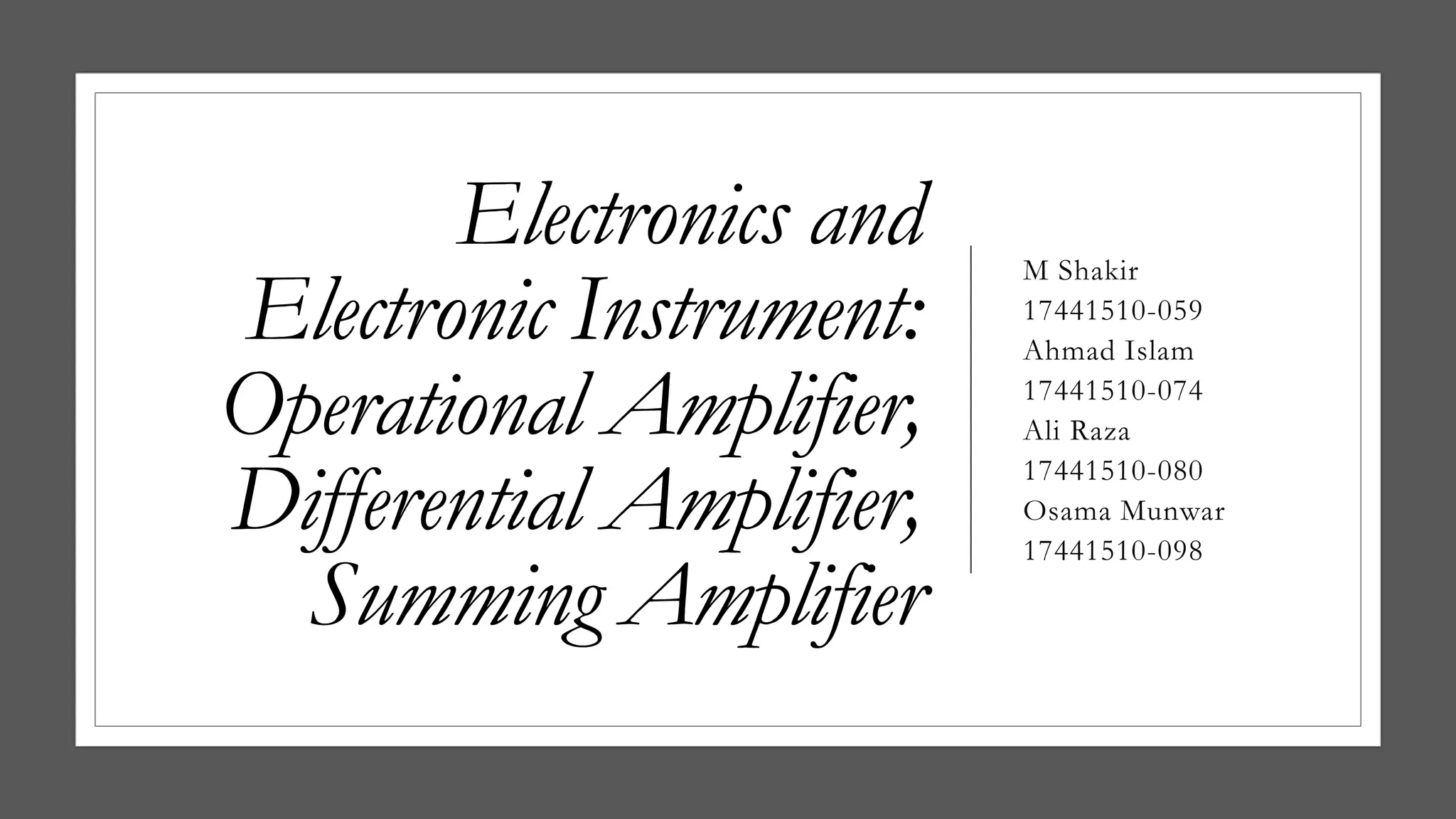 Operational Amplifier, Differential Amplifier, Summing Amplifier | PPT Operational Amplifier, Differential Amplifier, Summing Amplifier | PPT