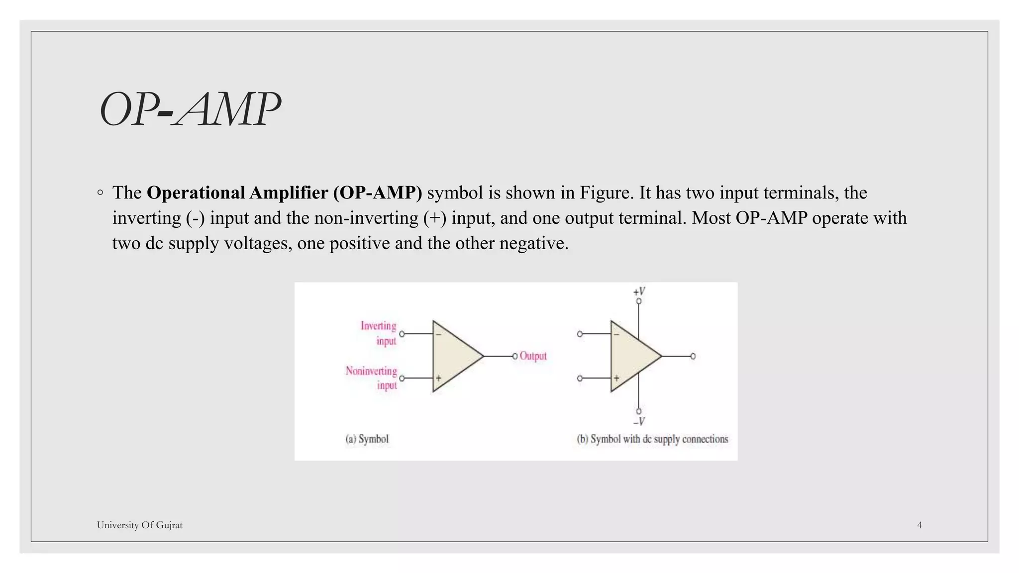 Operational Amplifier, Differential Amplifier, Summing Amplifier | PPTX