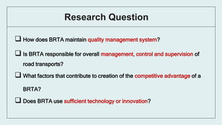Competitive Priorities of Bangladesh Road Transport Authority (BRTA) | PPTX