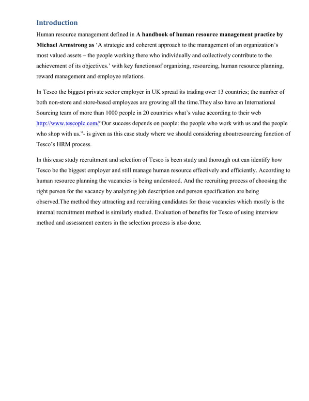 Recruitment and selection process in Tesco | DOCX