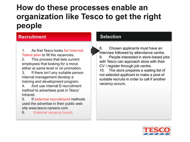 Recruitment & Selection process in Tesco | PPTX | Resume Writing and ...