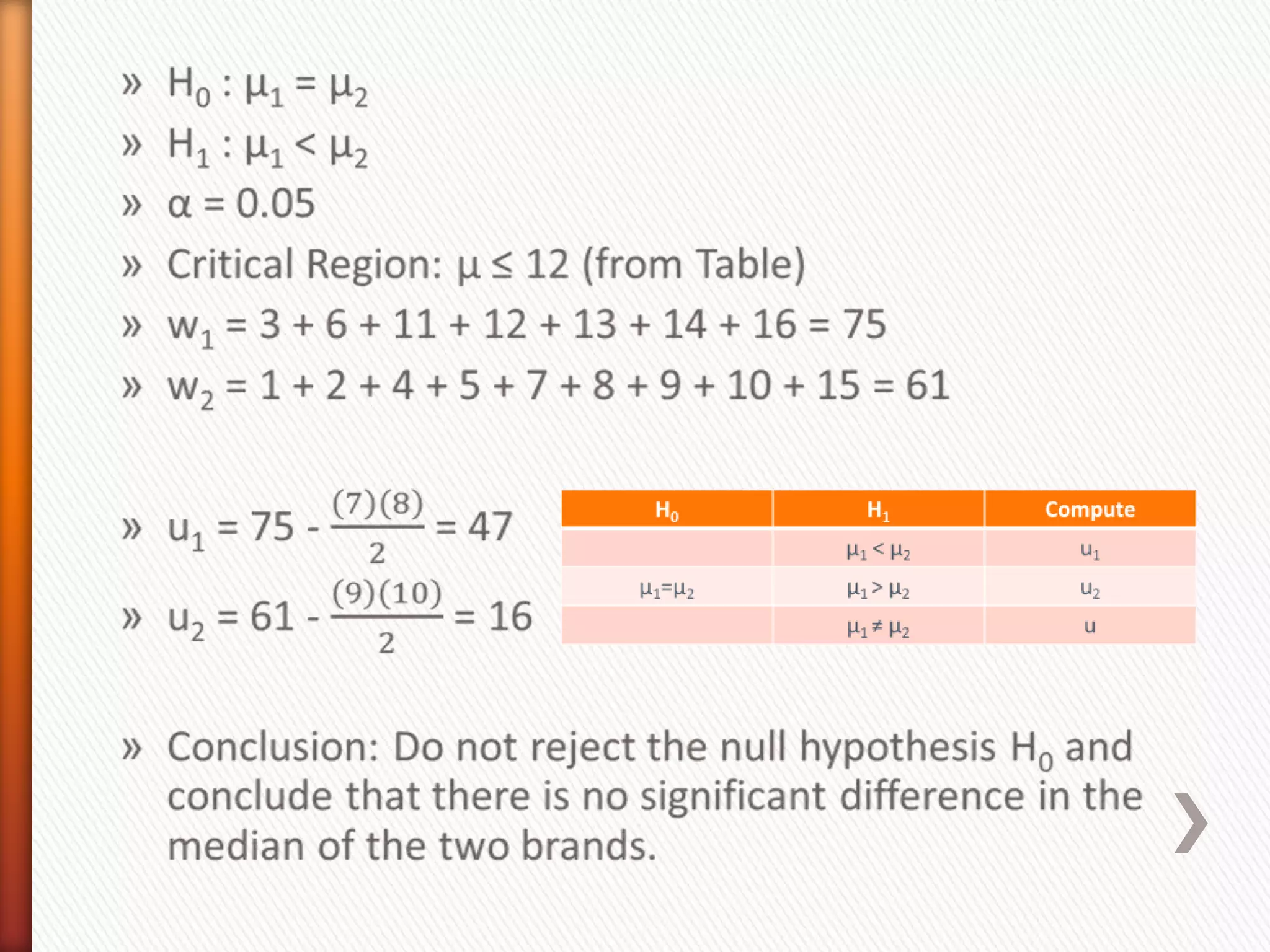 Wilcoxon Rank-Sum Test | PPTX