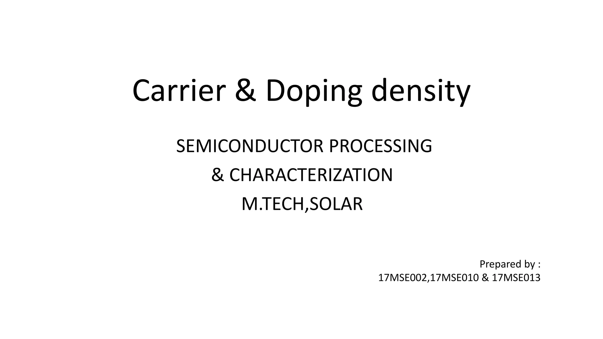 carrier and doping density | PPTX