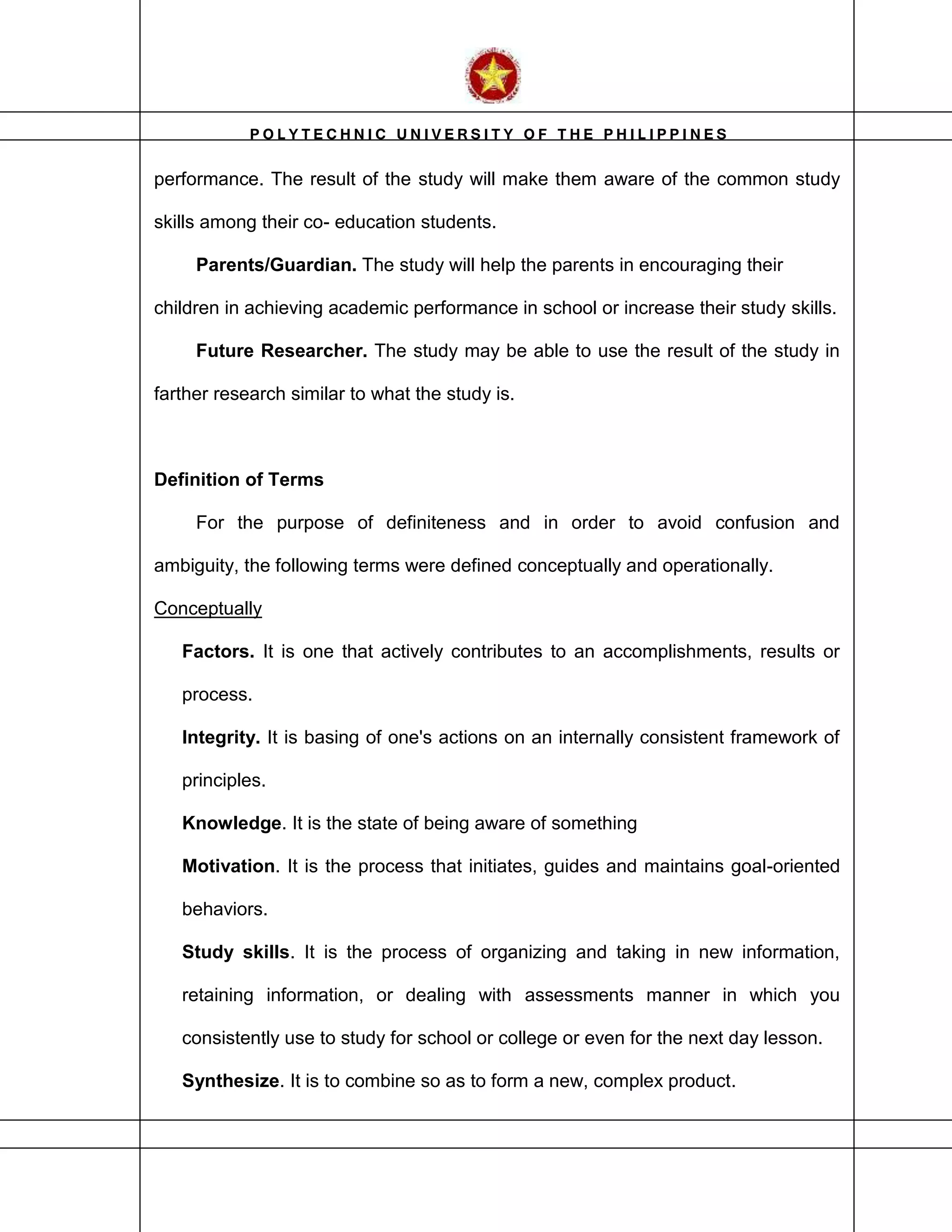 A THESIS - Assessment of the Levels of Study Skills of Computer ...