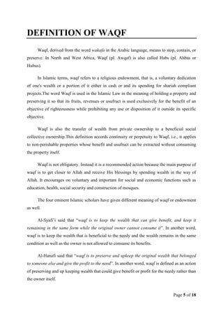 Foundation of Islamic: Wakaf | DOCX