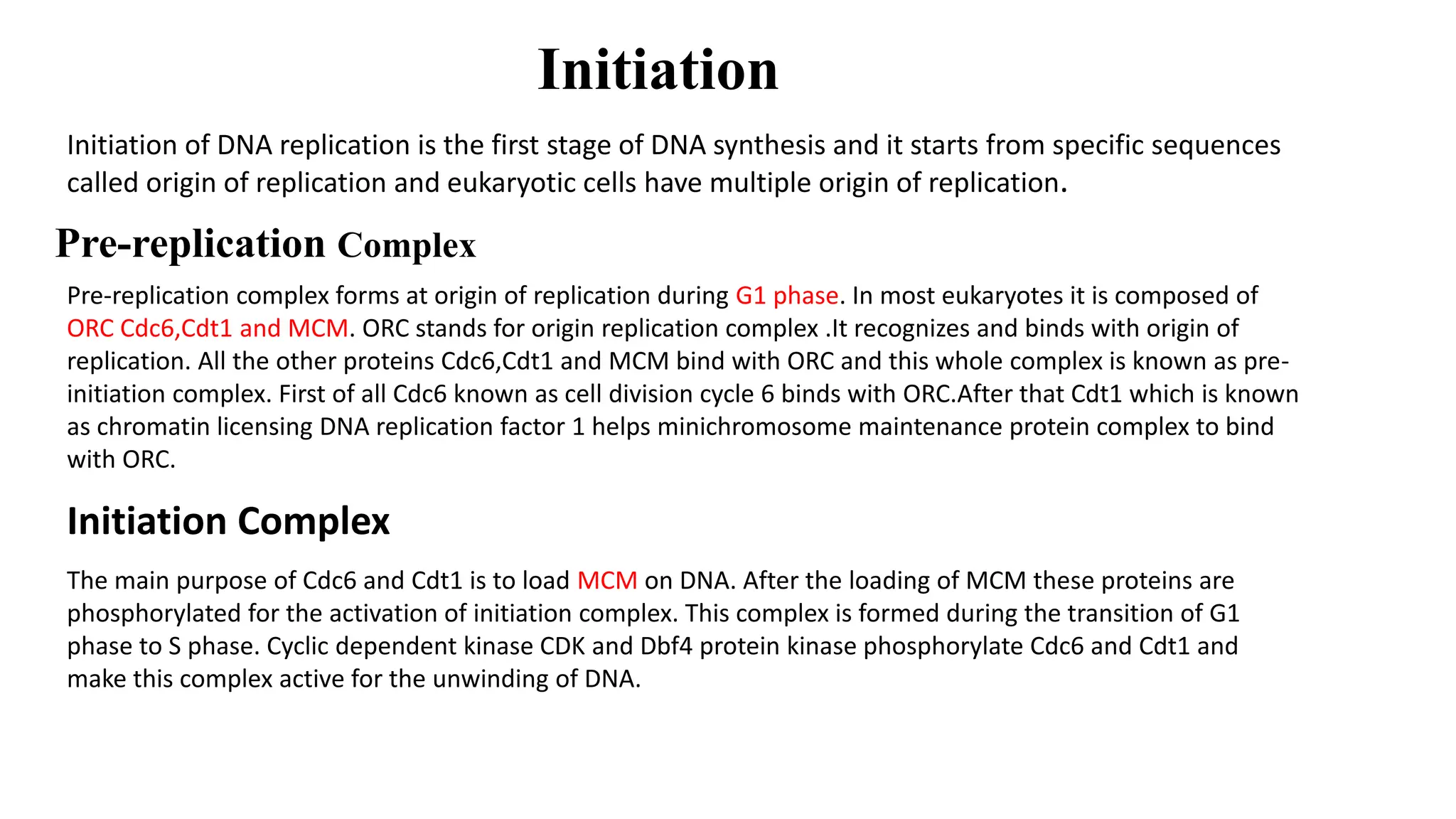 DNA Replication in Eukaryotes (initiation-elongation-termination) | PPTX