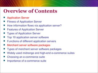 Application Server and Merchant Server Software suites | PPT