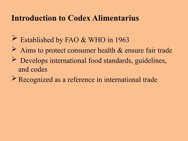Codex Alimentarus is a Food related Topic | PPTX