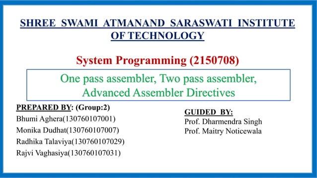 Assembler - System Programming | PPTX
