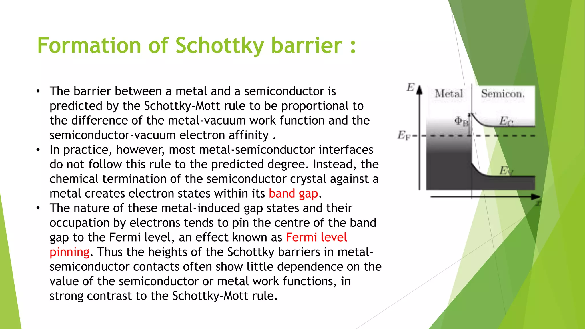 schottky barrier and contact resistance | PPTX | Chemistry | Science