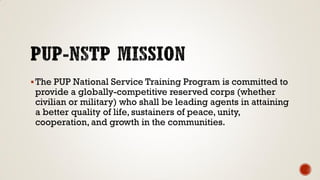 PUP NSTP MISSION AND VISION | PDF