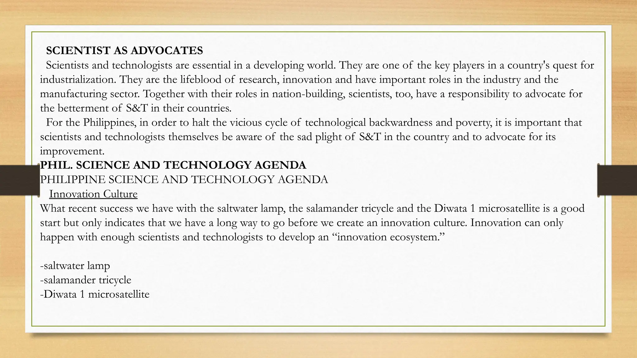 Philippine Science and Technology Agenda | PPTX