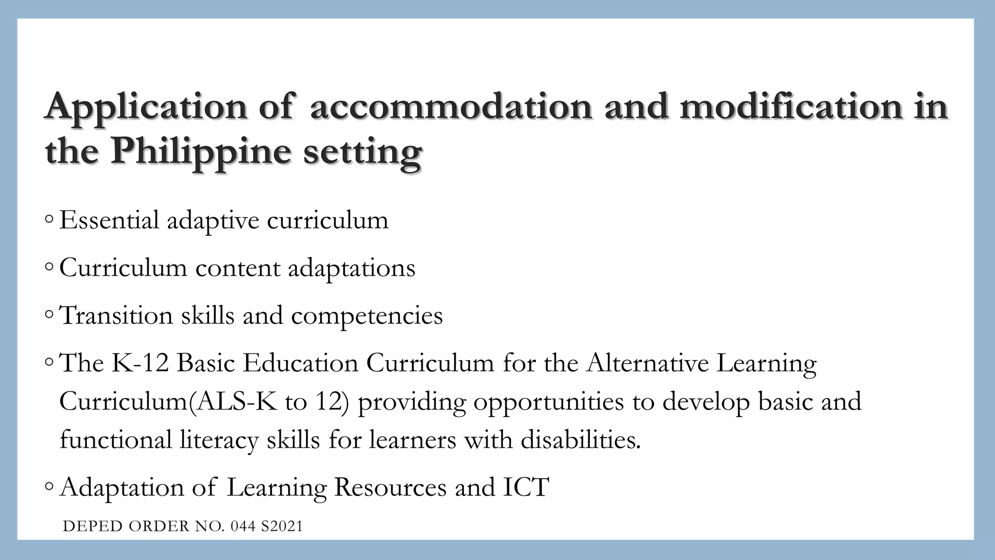 ACCOMMODATION AND MODIFICATION IN THE K-12 CURRICULUM | PPTX