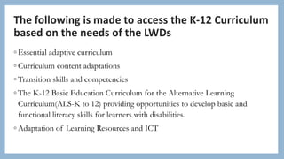 ACCOMMODATION AND MODIFICATION IN THE K-12 CURRICULUM | PPTX