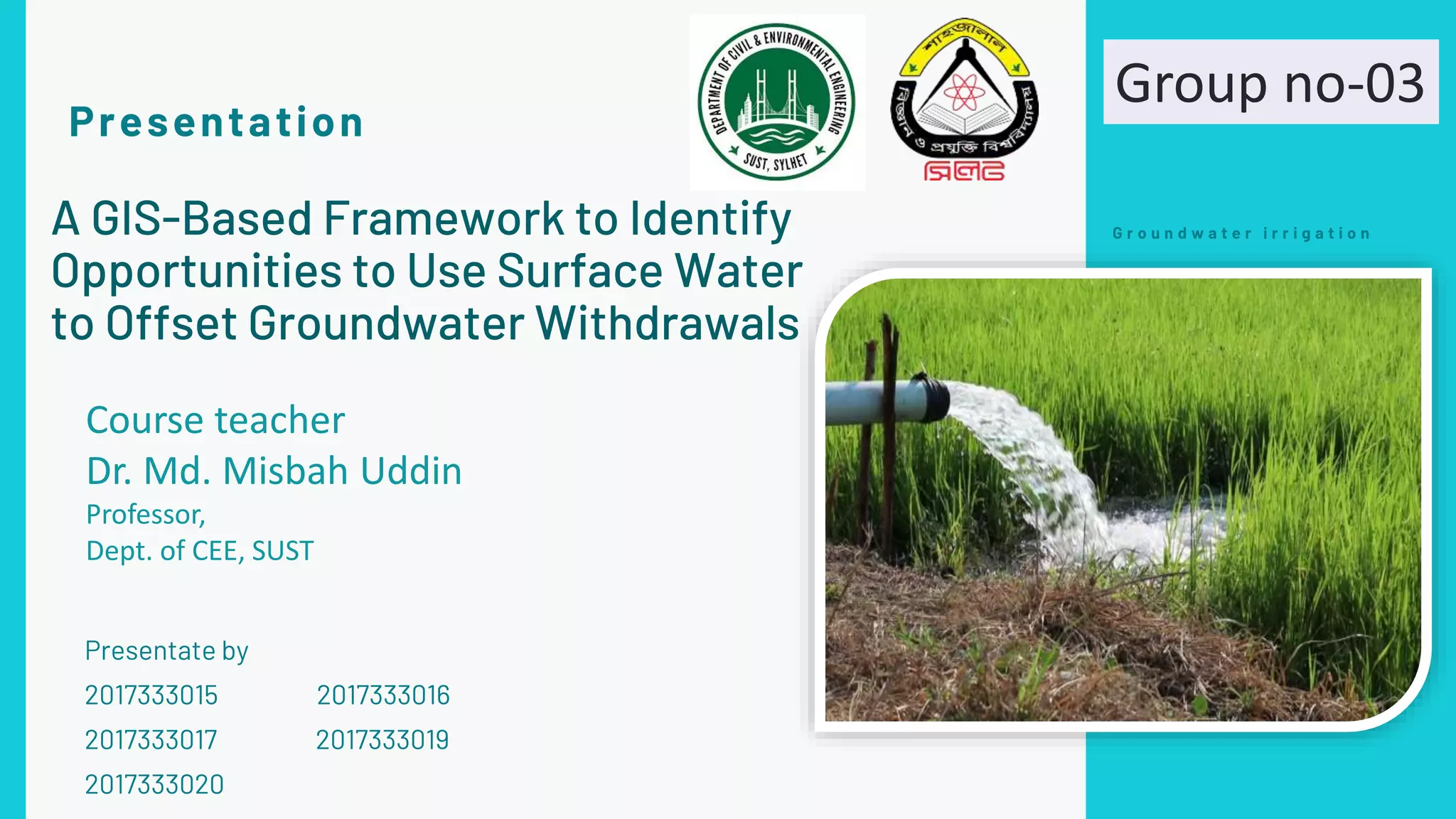 A GIS-Based Framework to Identify Opportunities to Use Surface Water to ...