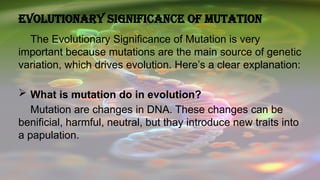 Comprehensive Overview of Genetic Mutations and Their Evolutionary ...