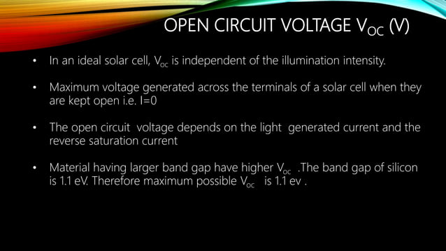 solar cell characteristics | PPTX