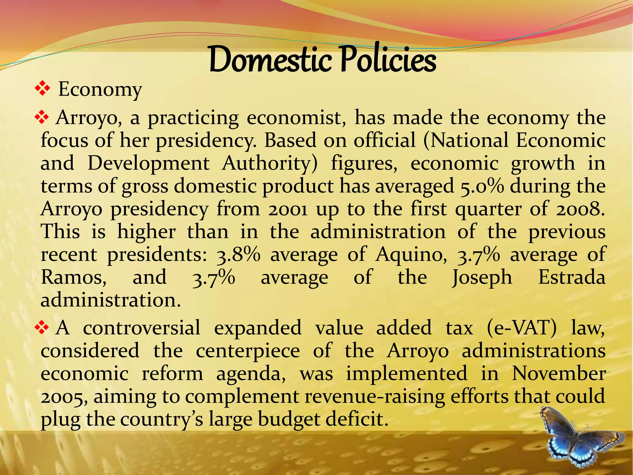 Gloria Macapagal Arroyo - Project | PPTX