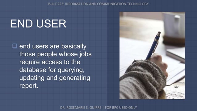 END USER DATABASE | PPTX