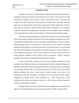 Exploring Feng Shui-Induced Experiences of Pampanga-Based Architects in ...