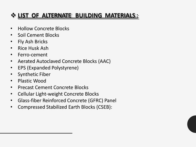 ALTERNATE BUILDING MATERIALS & TECHNOLOGICAL ALTERNATIVES IN ...