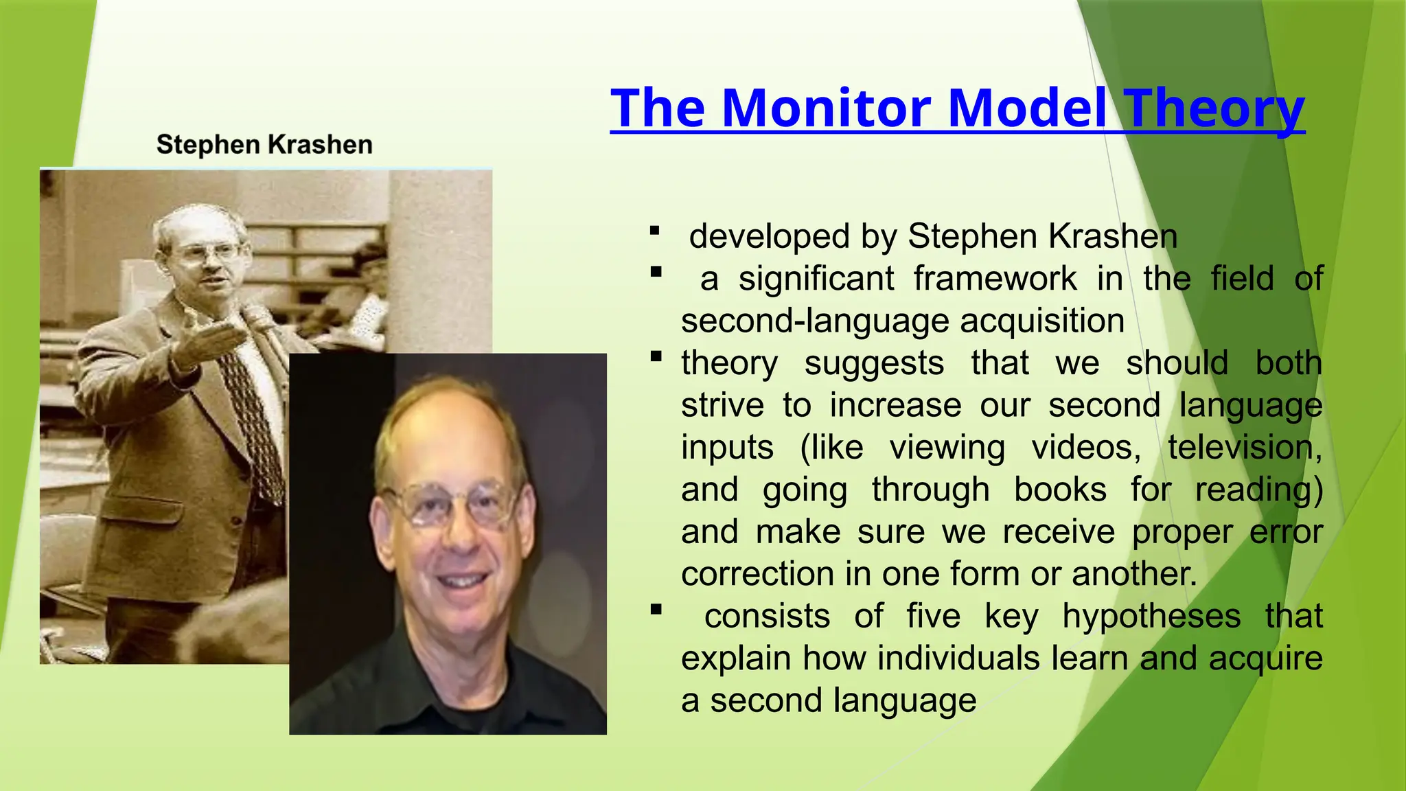 MONITOR MODEL by Stephen Krashen a theory of linguistics | PPTX