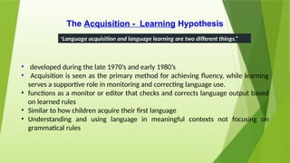 MONITOR-MODEL.pptx notes for Stephen Krashen | PPT